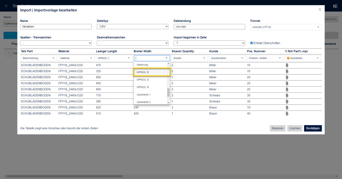 Variablen aus Stückliste einem MPR-Programm zuweisen | homag docs