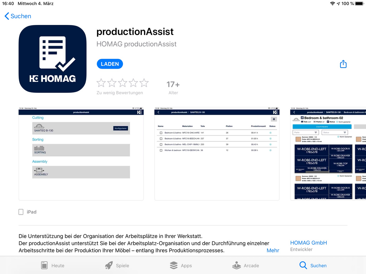 productionAssist im App Store | homag docs