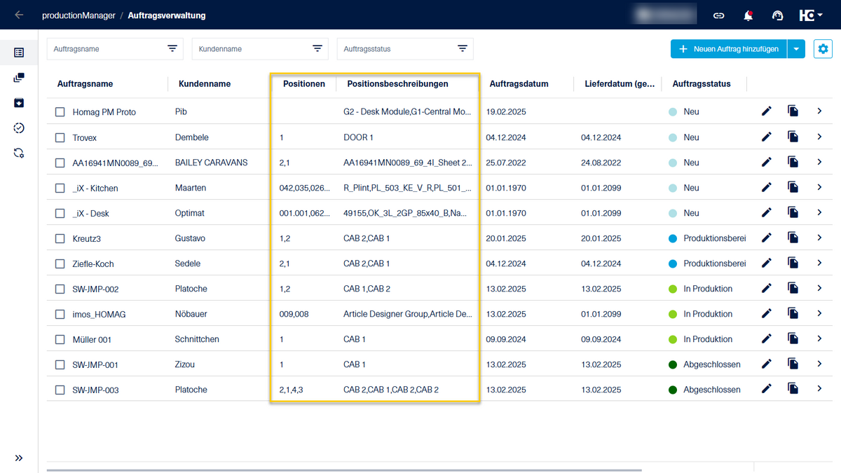 Enthaltene Auftragspositionen auf den ersten Blick sehen! | homag docs