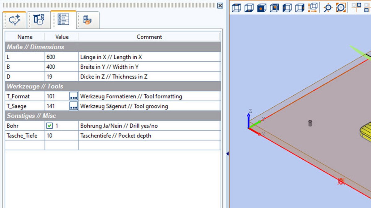 Separator for the variable table | homag docs