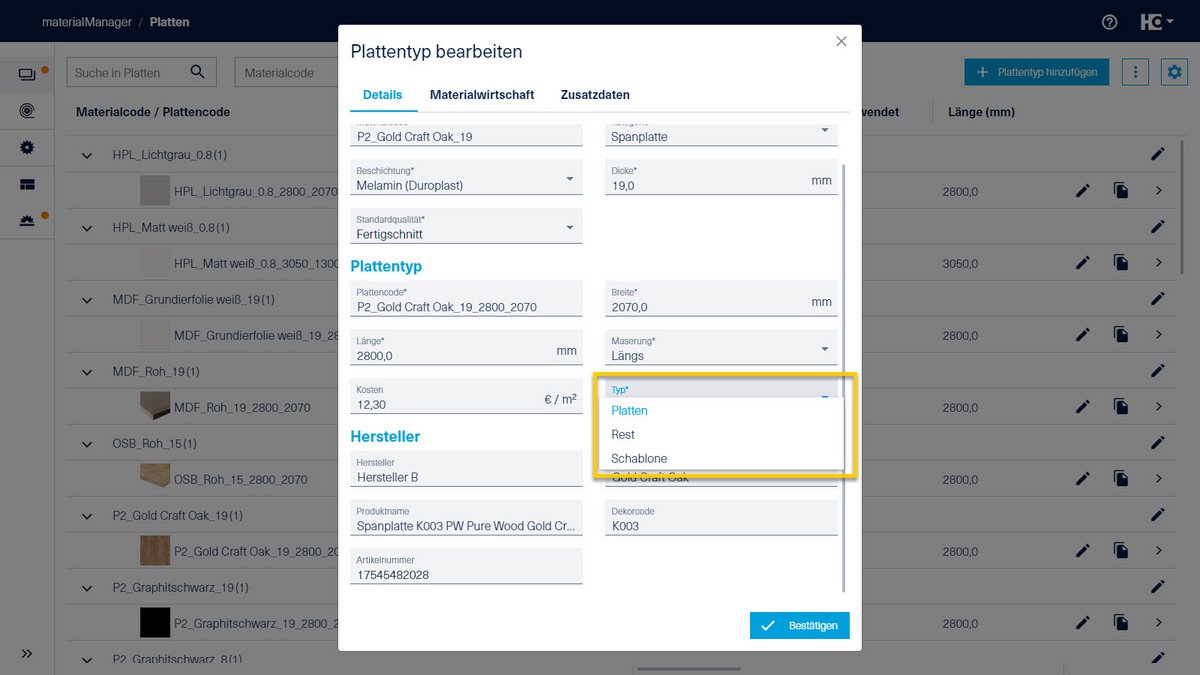 vereinfachte Darstellung der Plattentypen für Reste | homag docs