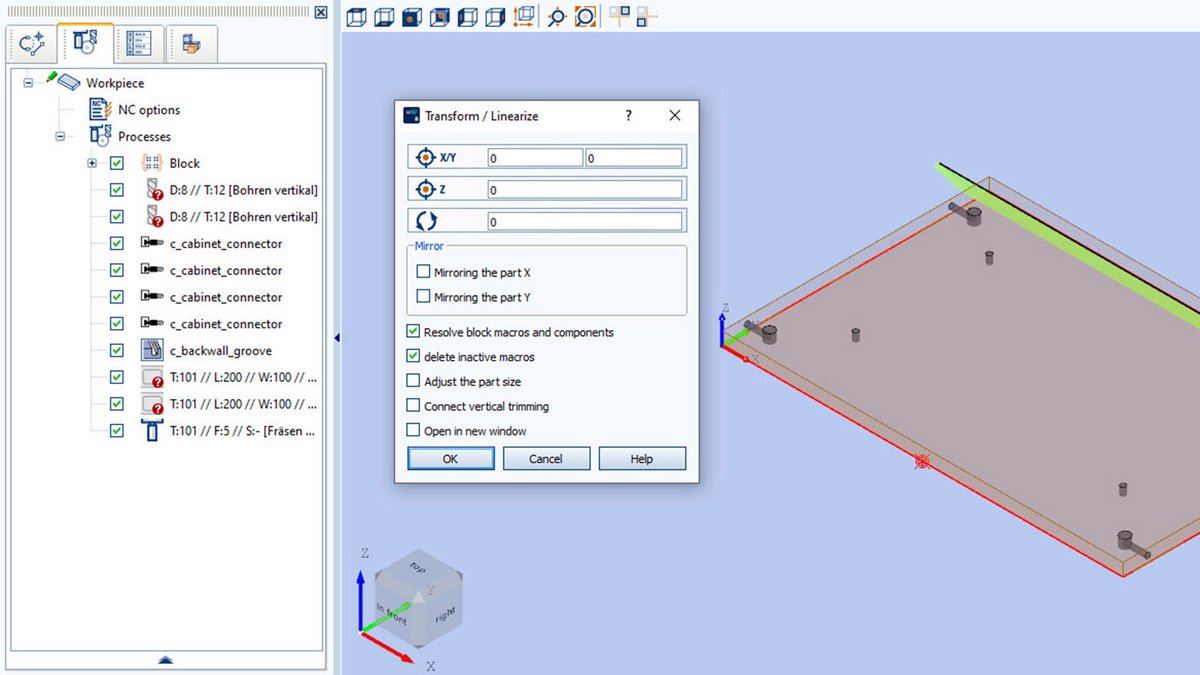 Transform / Linearize | homag docs